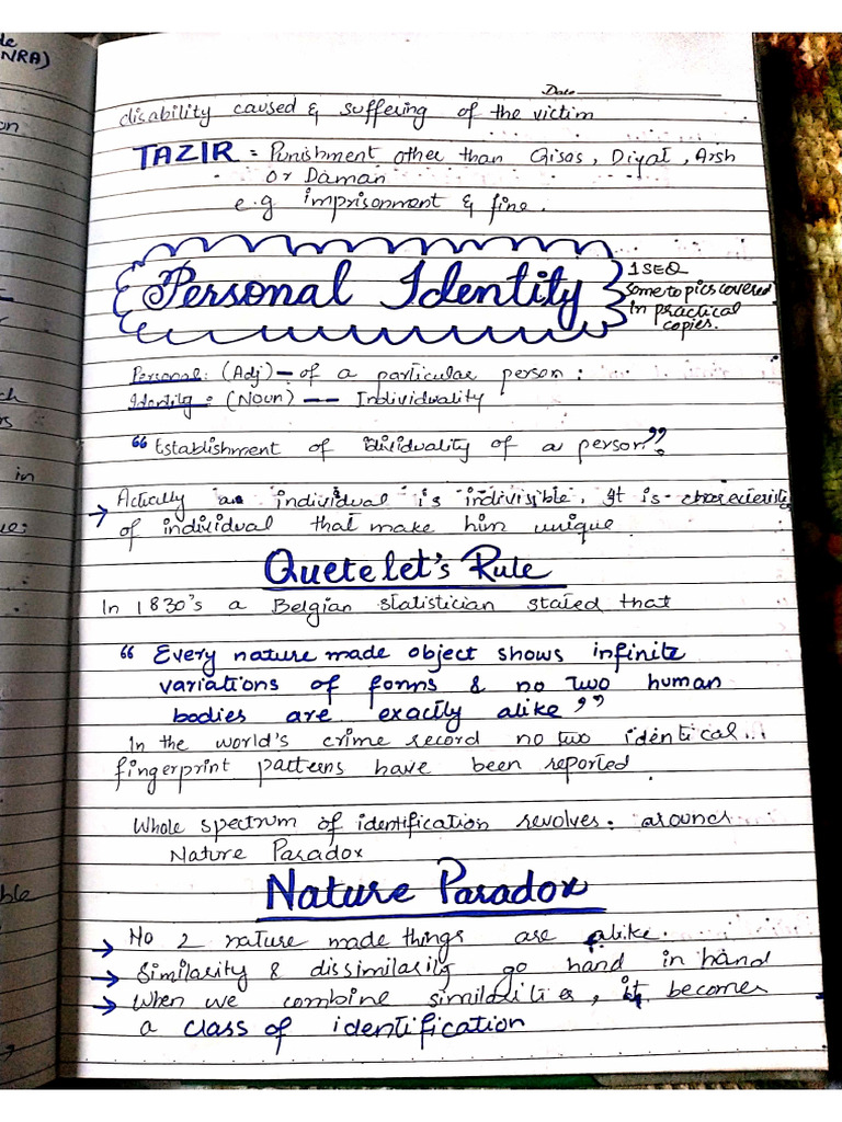 Personal Identity Lecture Notes | PDF