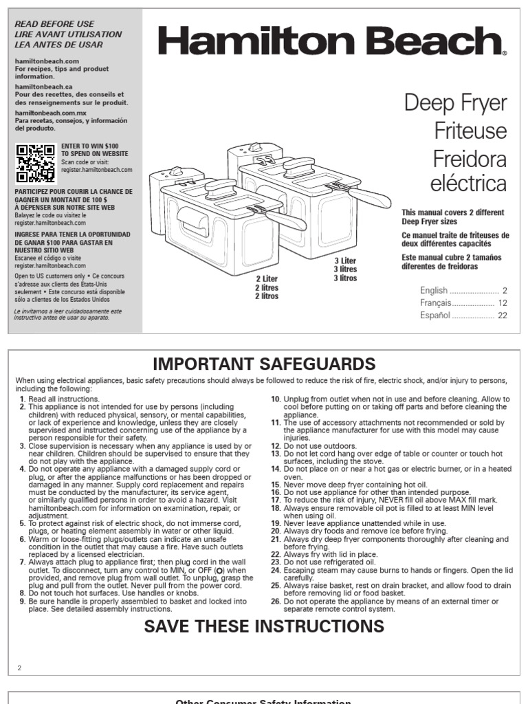 Hamilton Beach 35032 Deep Fryer | PDF | Implied Warranty