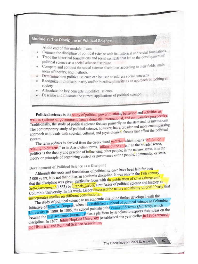 Module 7 The Discipline of Political Science | PDF