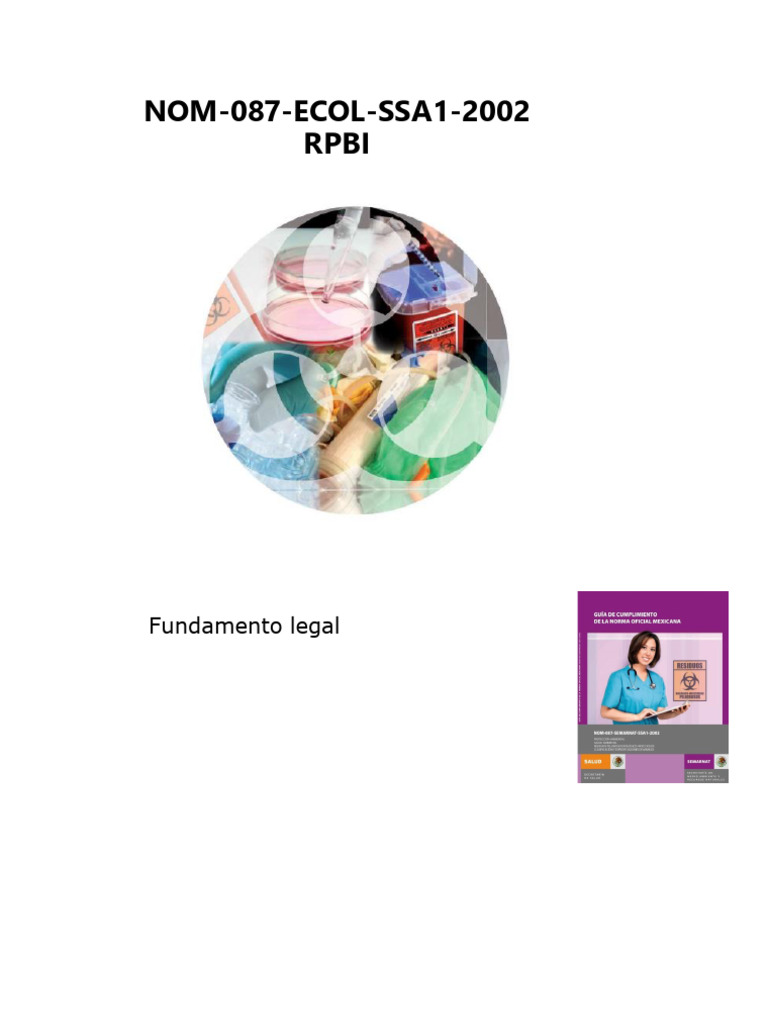 Nom 087 Ecol Ssa1 2002 Rpbi Pdf Residuos Peligrosos Sangre