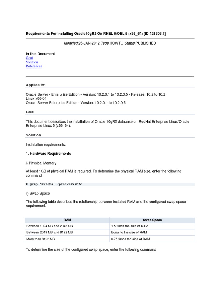 10gR2 Patch5 Requirements | PDF | Oracle Database | 64 Bit Computing