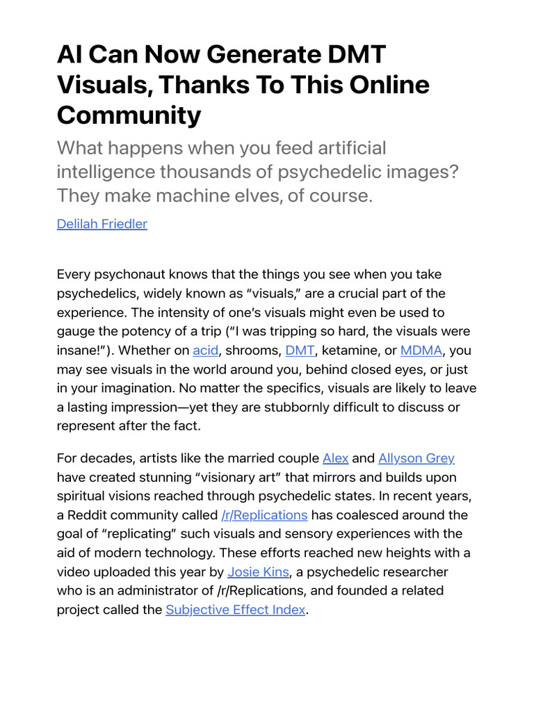 AI Can Now Generate DMT Visuals, Thanks To This Online Community ...