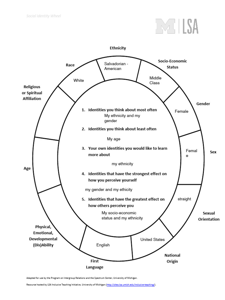 Social Identity Wheel Handout Revised | PDF | Identity (Social Science ...