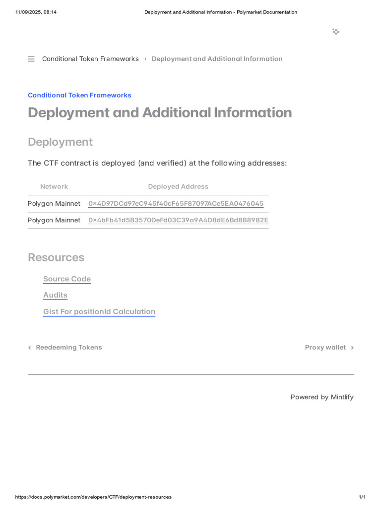 Deployment and Additional Information - Polymarket Documentation9 | PDF