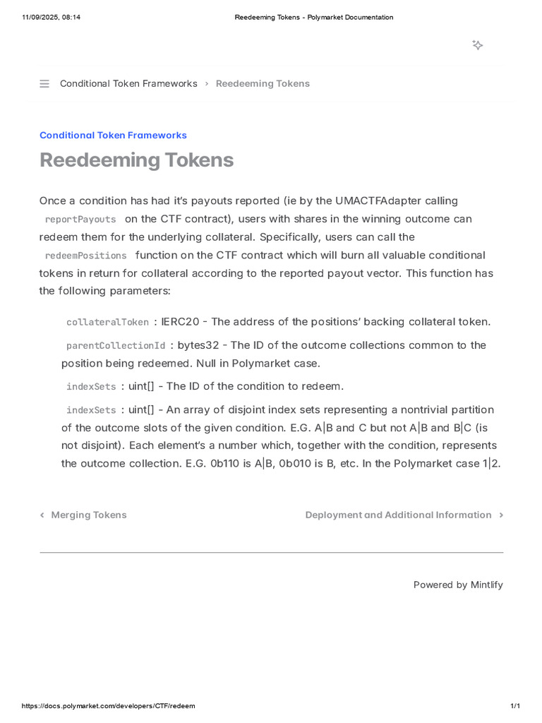 Polymarket Token Redemption Guide | PDF