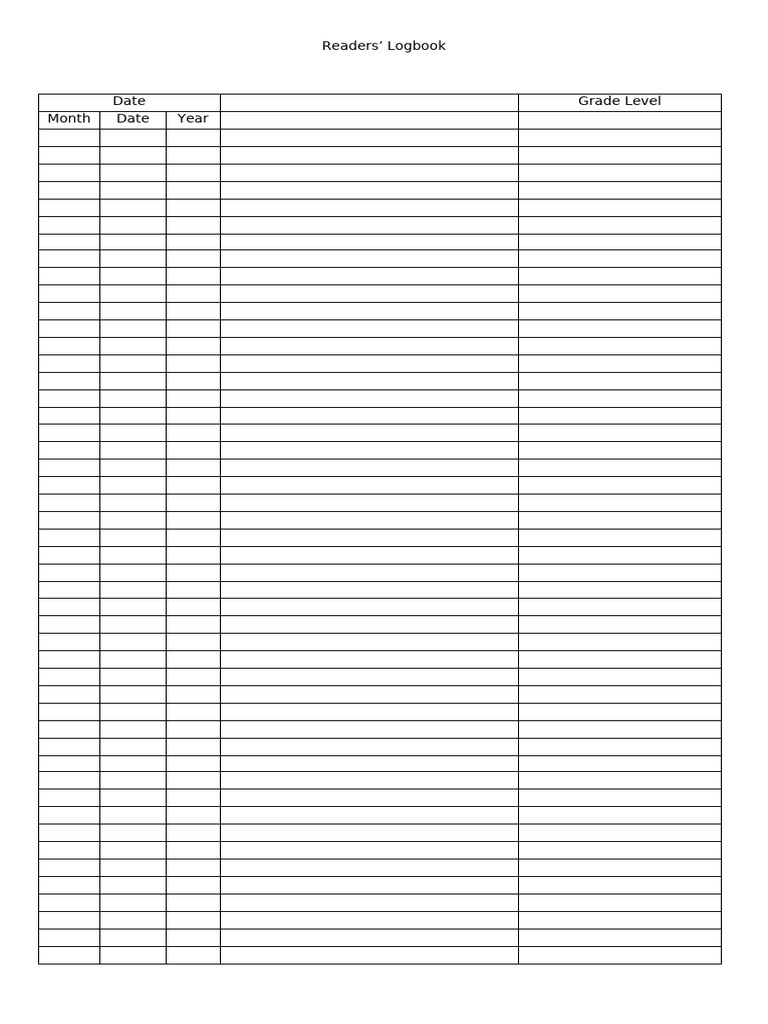 Readers' Logbook Long | PDF