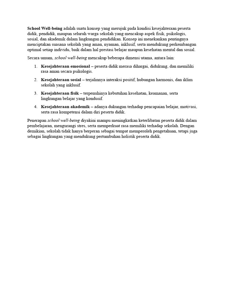 School Well Being | PDF
