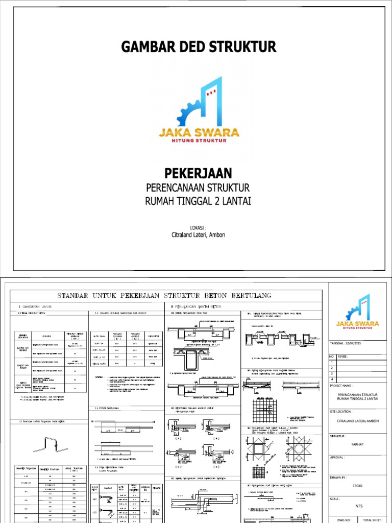 Ded Struktur Rumah Tinggal 2 Lantai, Citraland Lateri, Ambon. | PDF