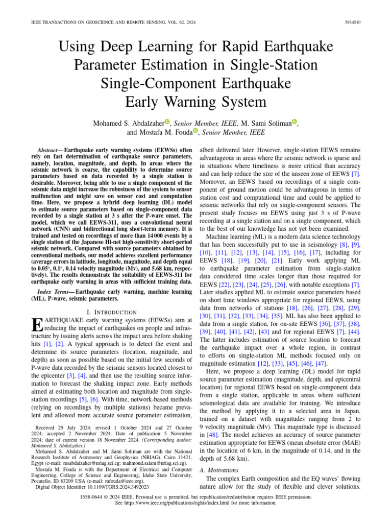 Using Deep Learning For Rapid Earthquake Parameter Estimation in Single ...