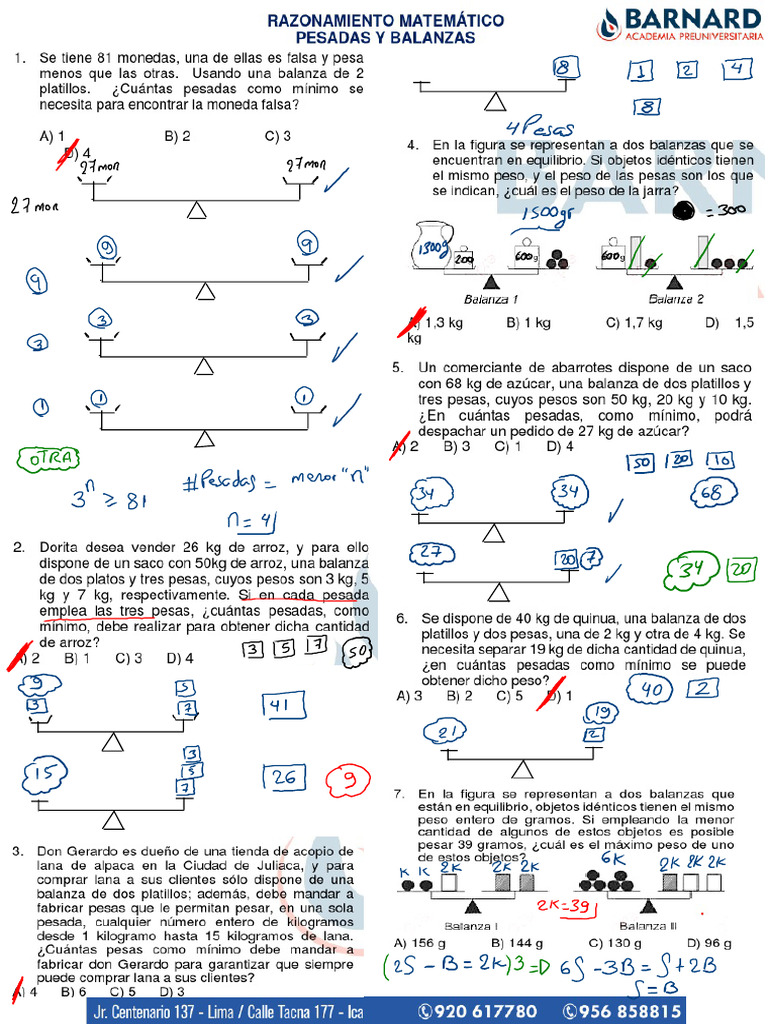 Razonamiento Matemático - Pesadas y Balanzas-1 | PDF