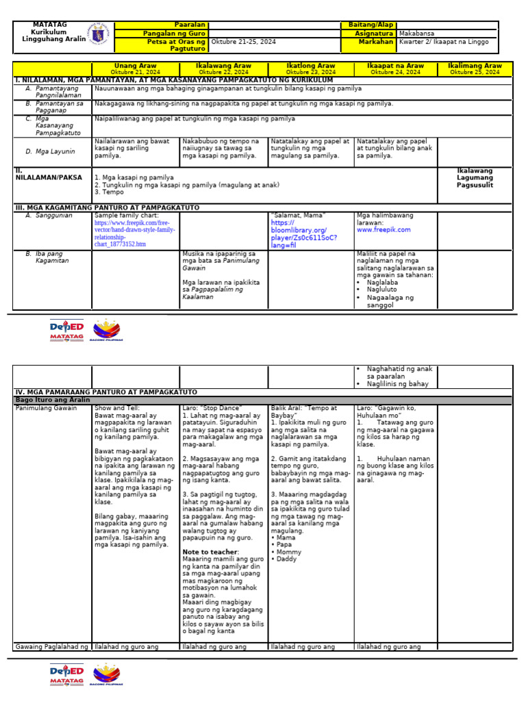 G1-Q2-DLL-WEEK 4-Makabansa | PDF