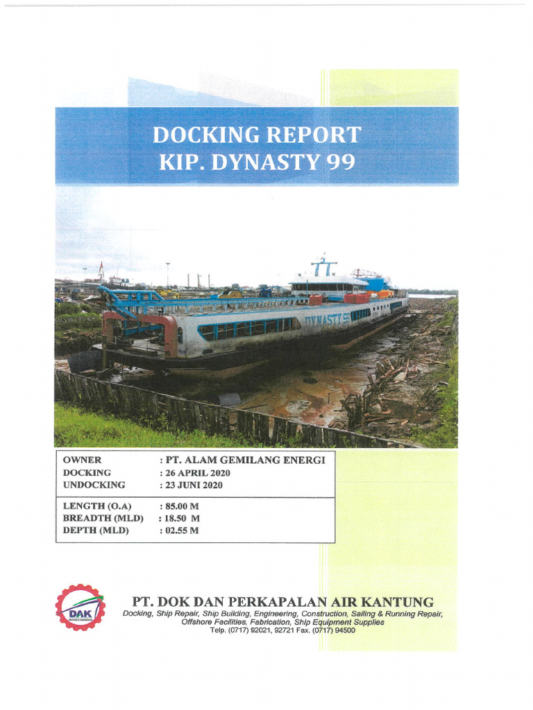 Docking Report Kip Dynasty 99 - 042535 | PDF