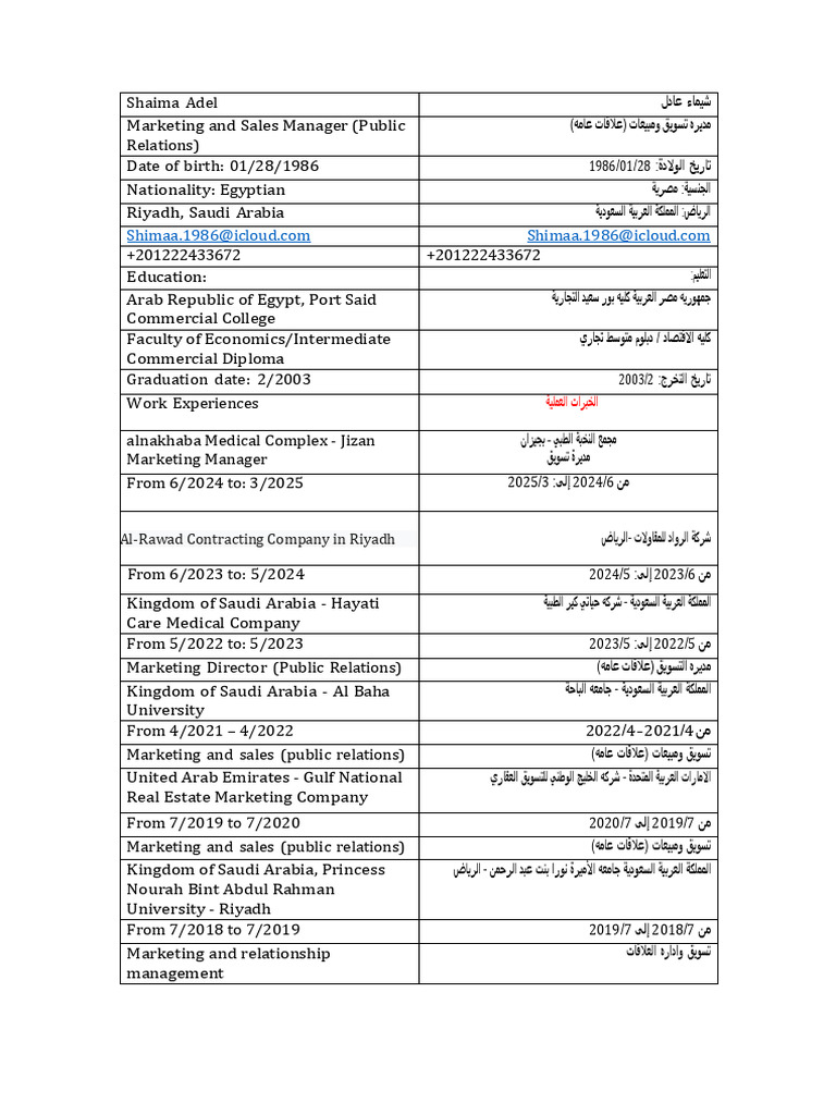 Shaimaa Adel Arabic CV 231002 175502 | PDF