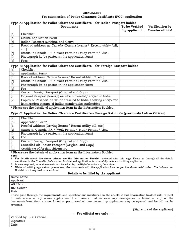 Checklist and Information Booklet For PCC - 11jun2022 | PDF | Travel ...