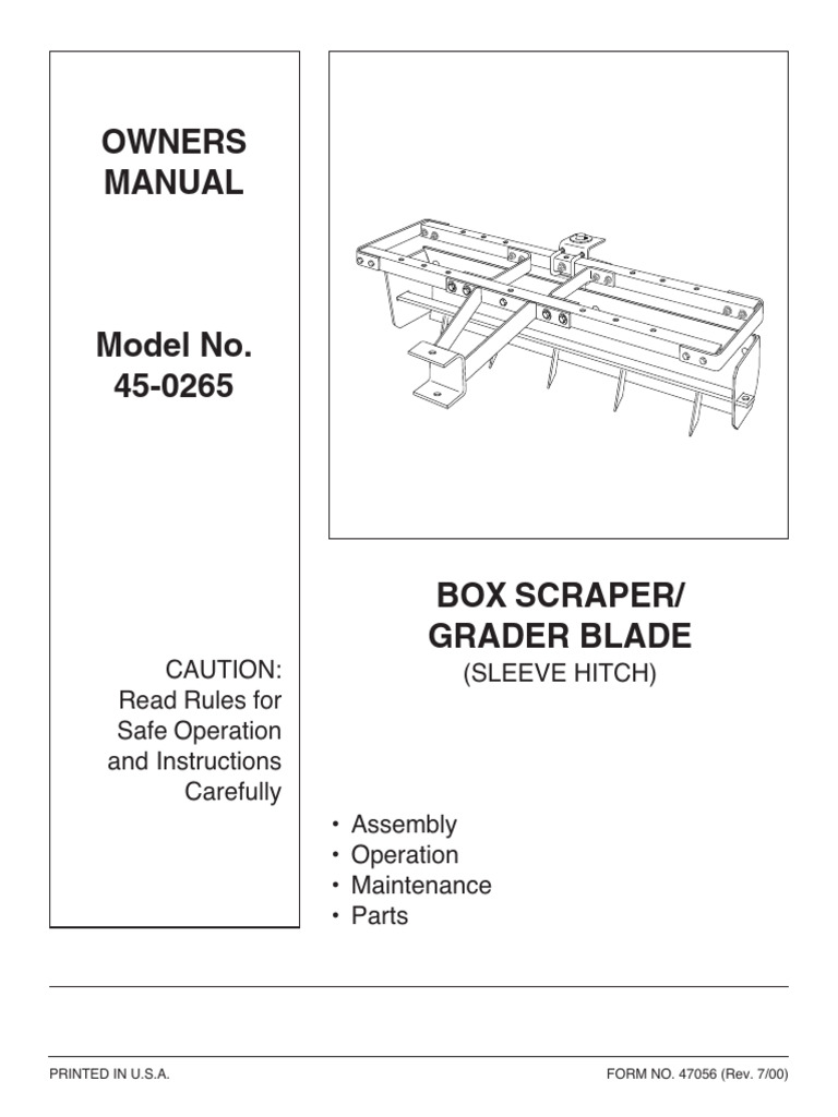 Owners Manual: Caution: Read Rules For Safe Operation and Instructions ...