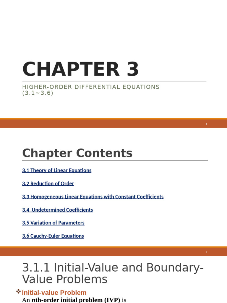 03 Chapter3 2nd Higher Order ODE | PDF | Ordinary Differential Equation | Mathematical Analysis