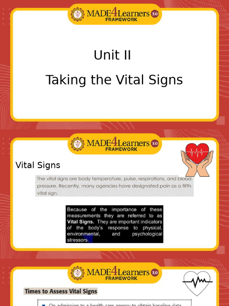 Unit II. Taking-the-Vital-Signs | PDF | Pulse | Pain