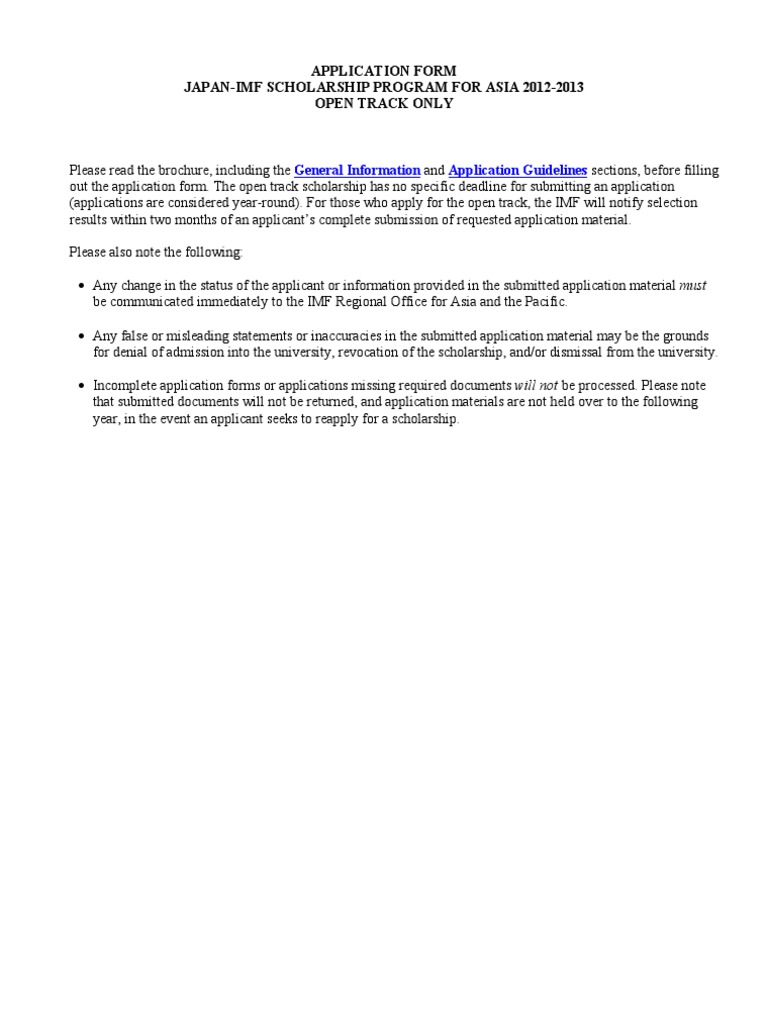 Japan-IMF Application Form | PDF | Academic Degree | Undergraduate ...