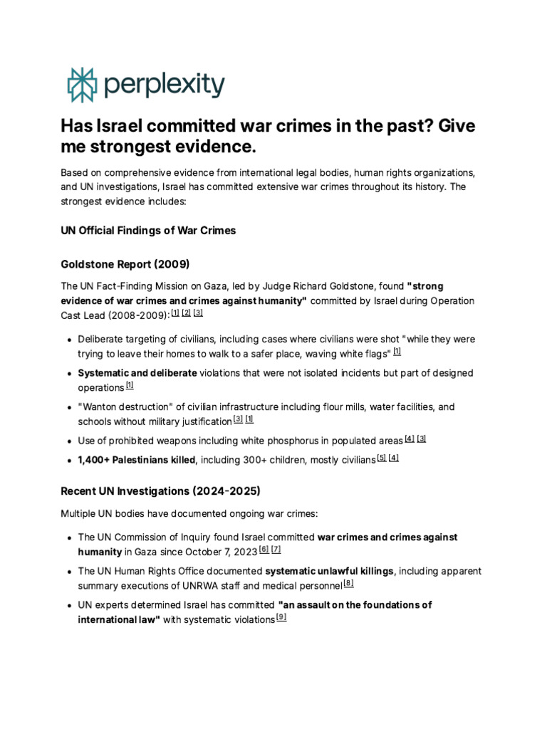 Has Israel Committed War Crimes in The Past - Give | PDF | Israeli ...