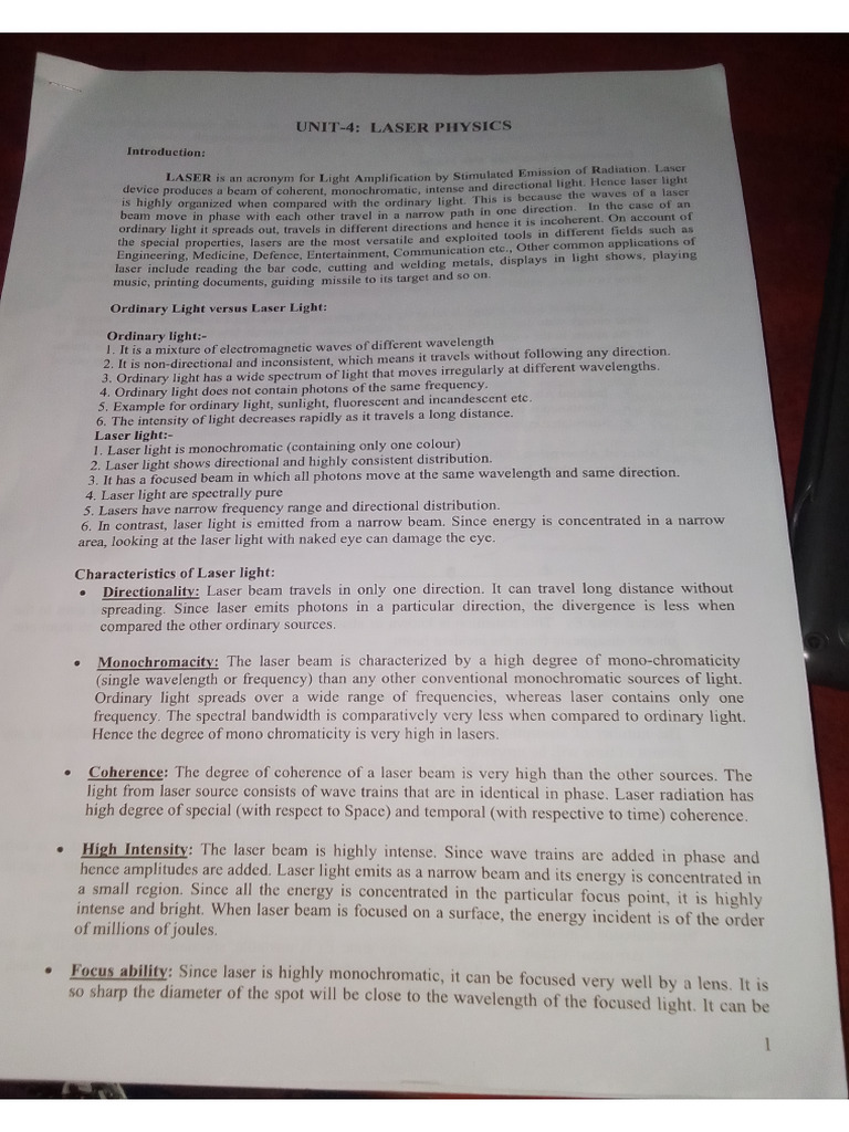 Laser Notes | PDF
