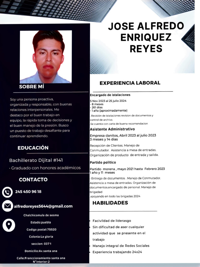 CV - Jose Alfredo Enriquez Reyes | PDF