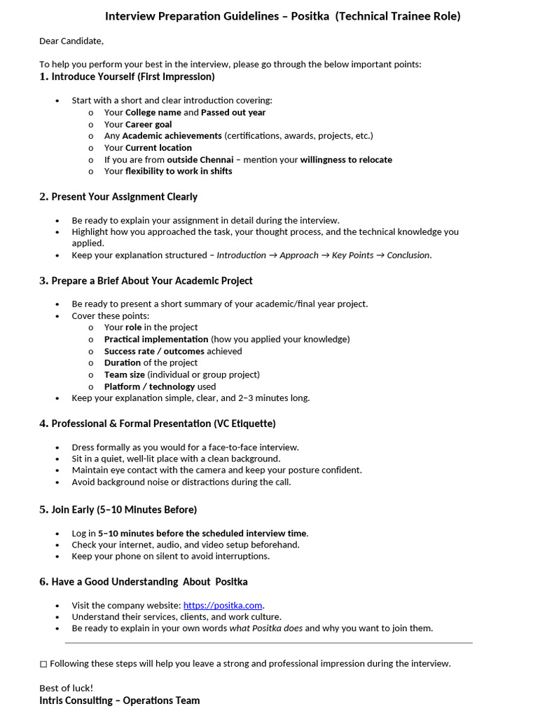 Interview Preparation Guidelines | PDF