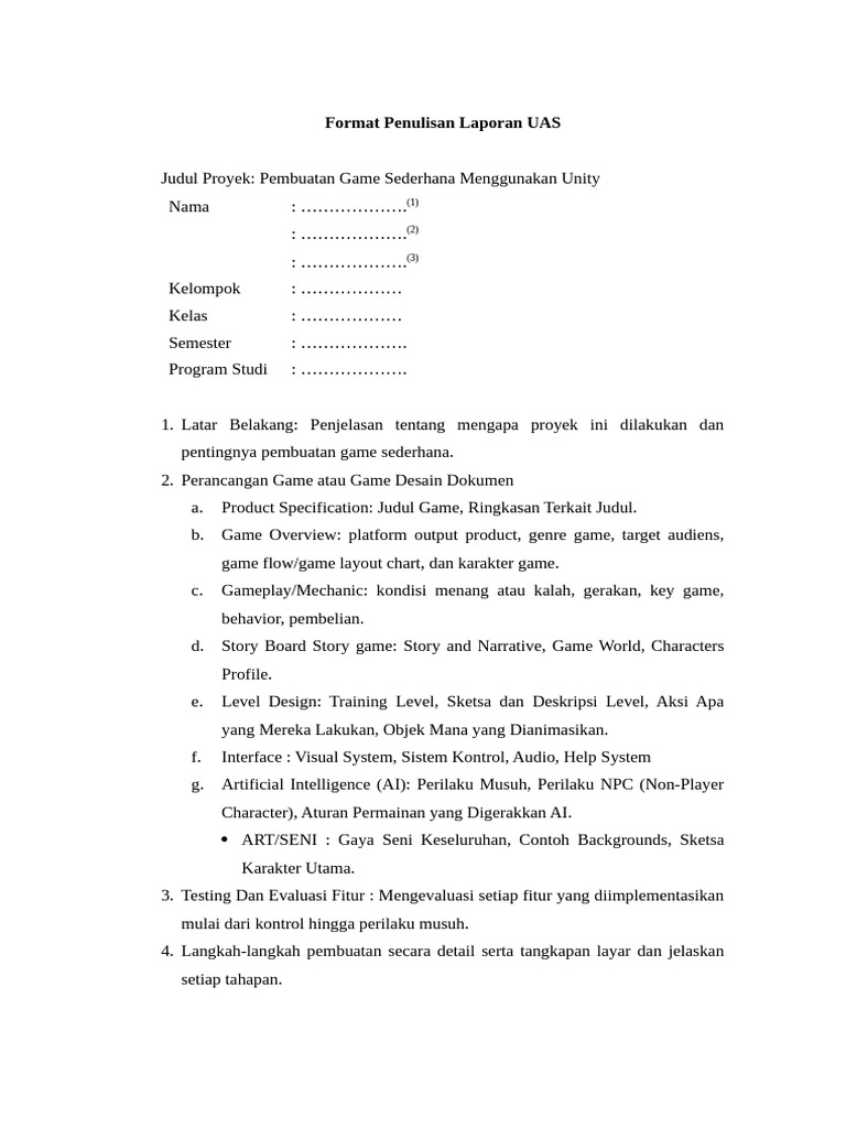 Format Penulisan Laporan UAS | PDF