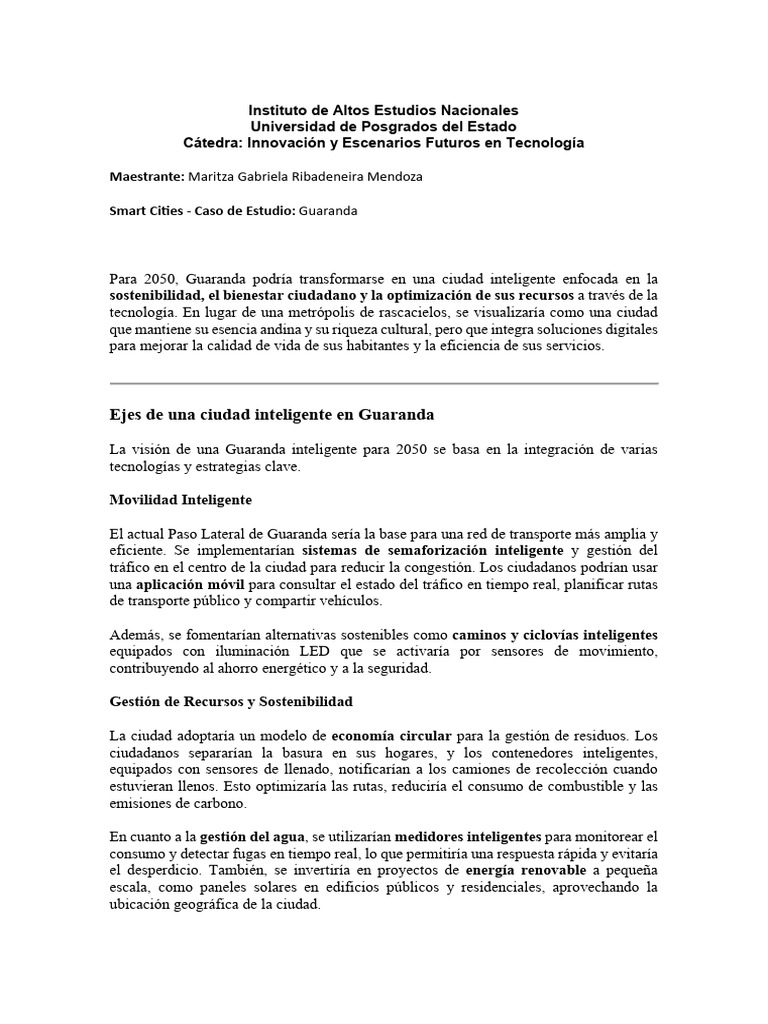 Guaranda 2050: Ciudad Inteligente Sostenible | PDF | Sustentabilidad ...