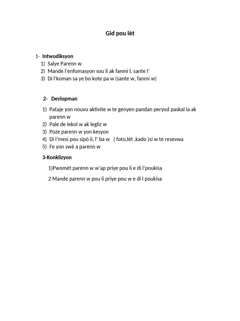 Gid Pou Lèt | PDF