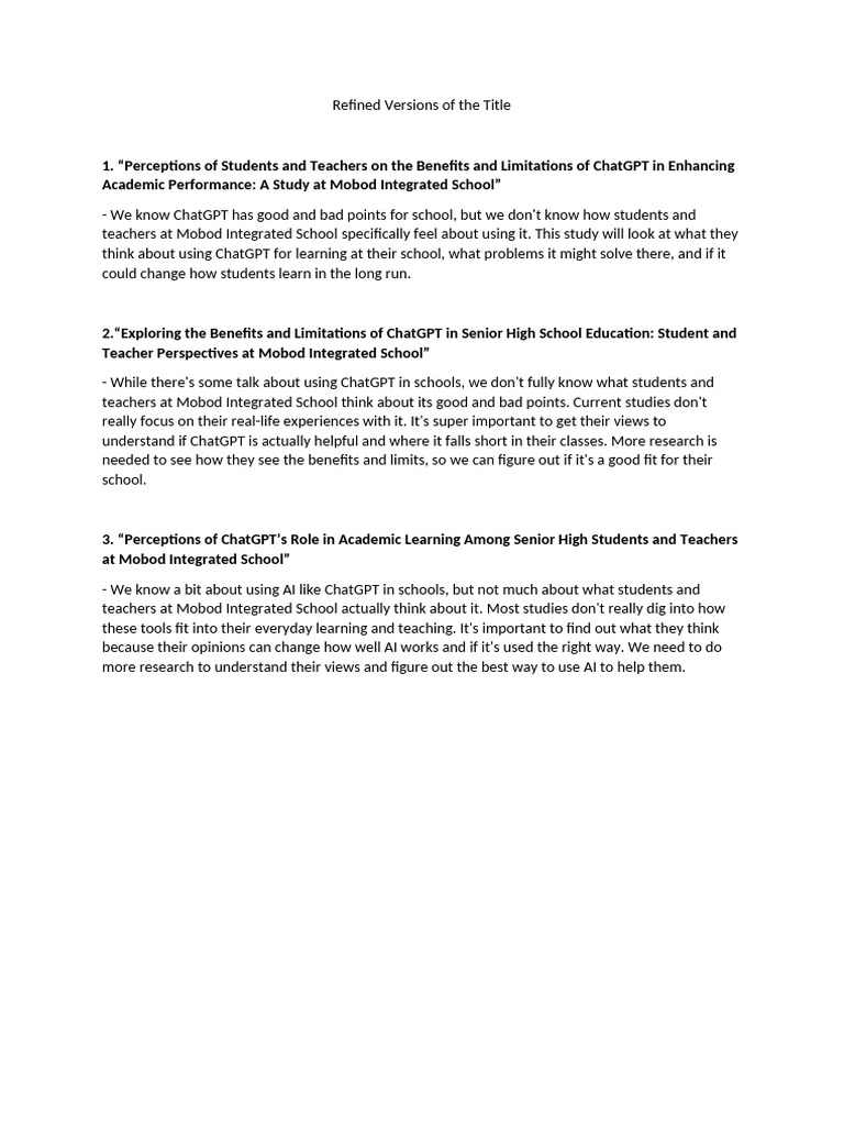 ChatGPT in Education: Insights from Mobod School | PDF