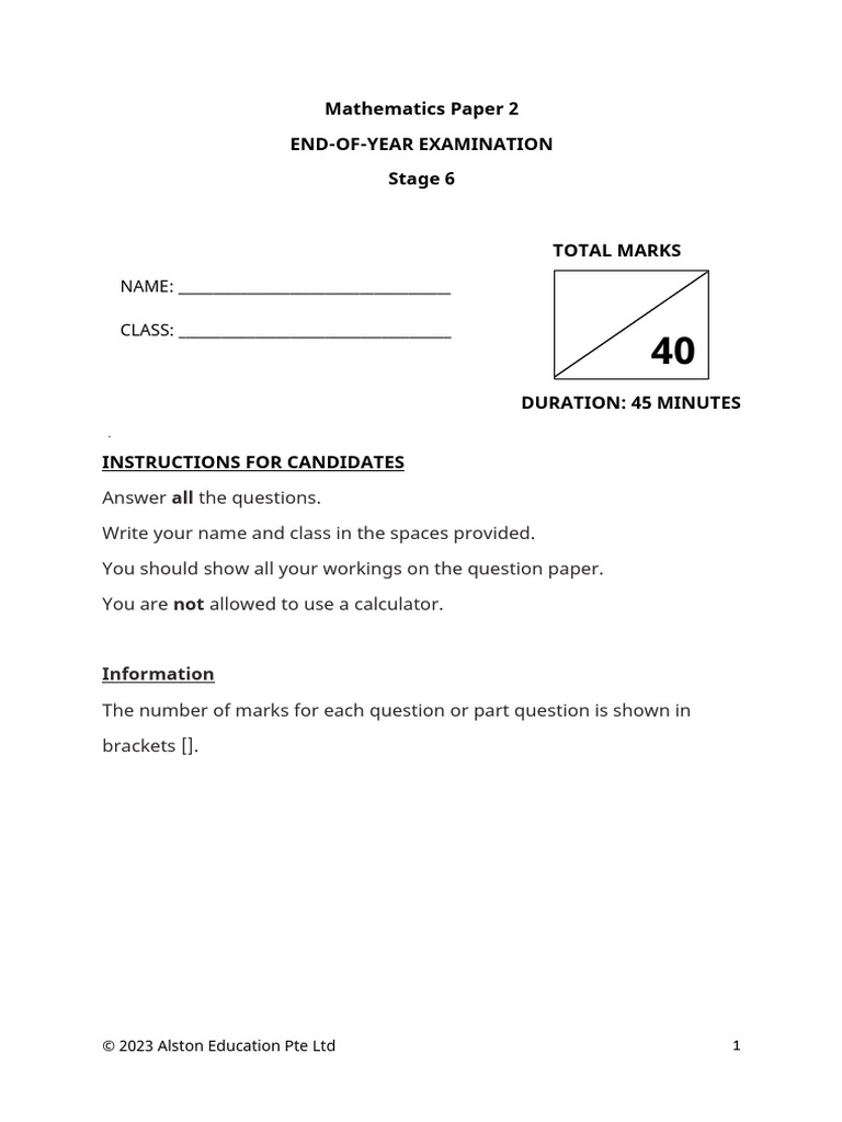 Active Maths 6 EOY Specimen Paper 2 1390d34d4827698c | PDF | Number ...