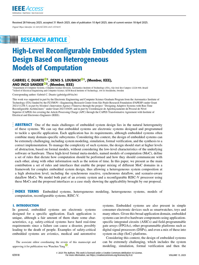 High-Level Reconfigurable Embedded System Design Based On Heterogeneous Models of Computation ...