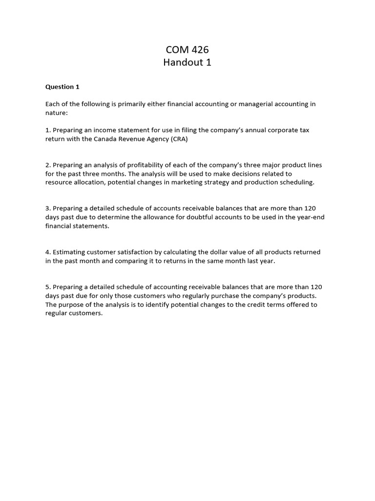 COM 426 Handout 1 | PDF | Incentive | Business Economics