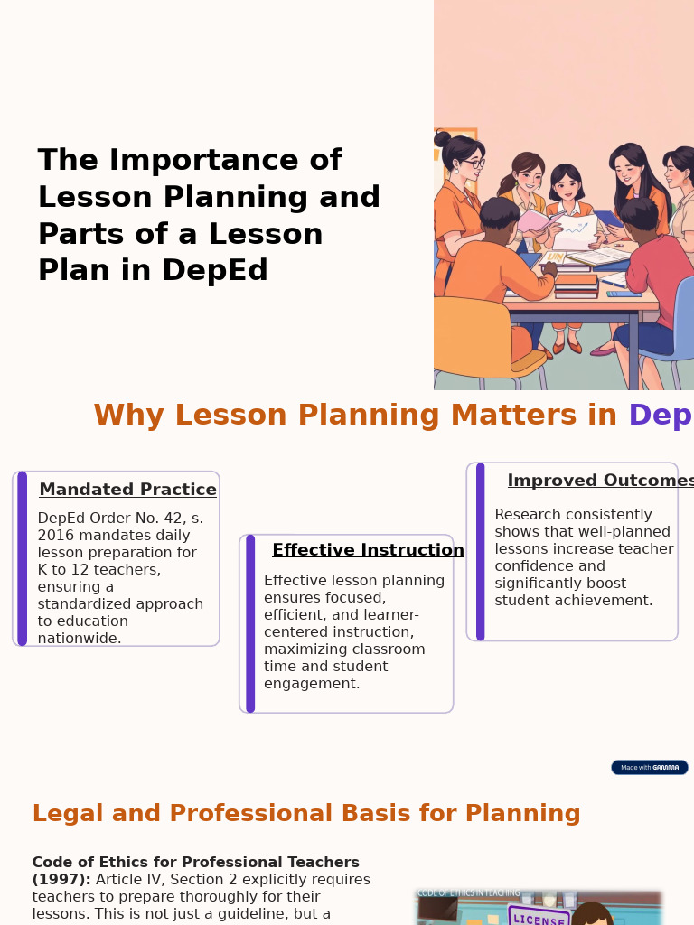The Importance of Lesson Planning and Parts of A Lesson Plan in DepEd ...