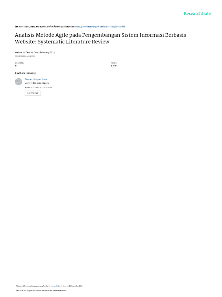 Analisis Metode Agile Pada Pengembangan | PDF