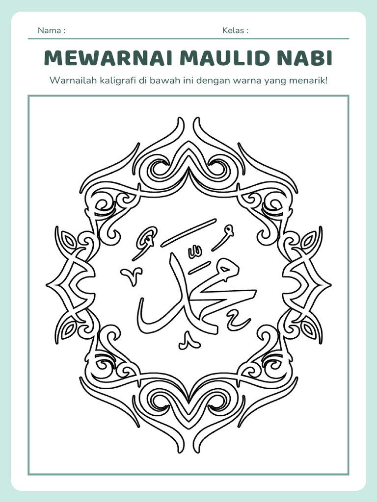 Mewarnai Maulid Nabi Muhammad Lembar Kerja Hijau Ilustratif - 20250905 ...