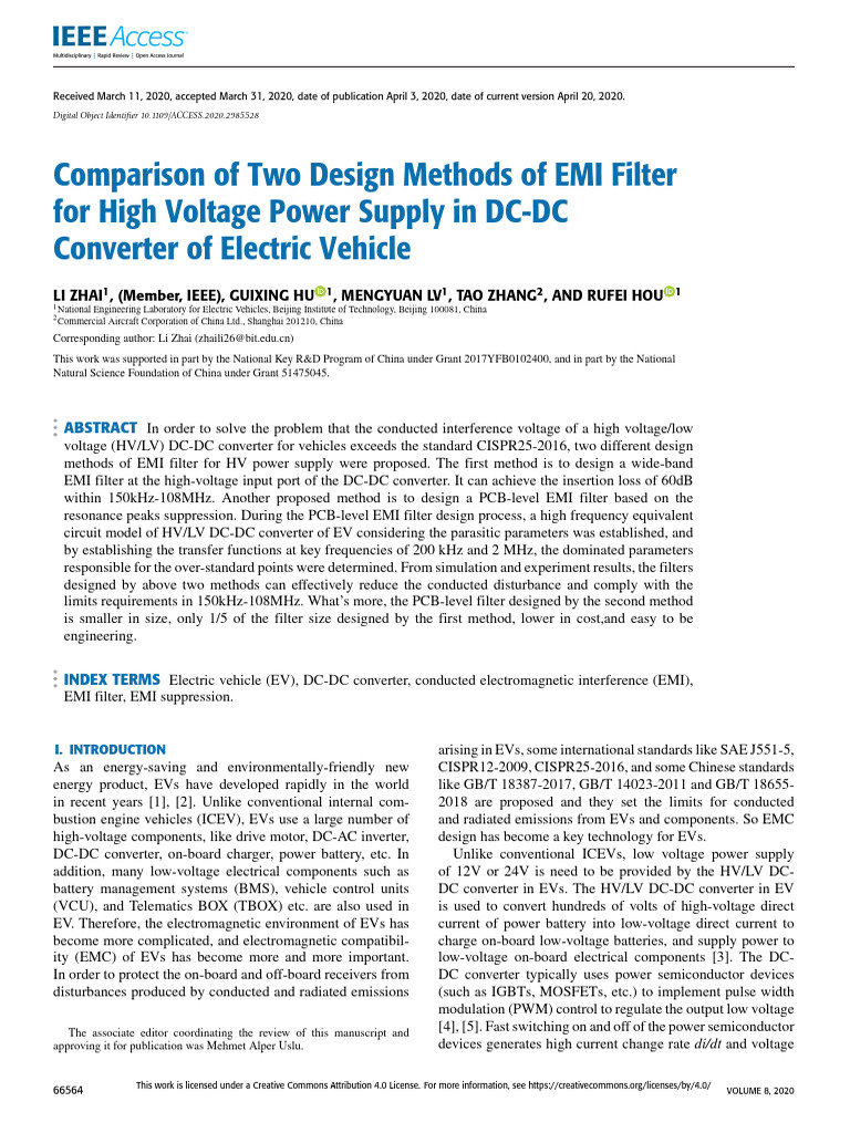 EMI Filter Design for EV DC-DC Converters | PDF | Electromagnetic ...