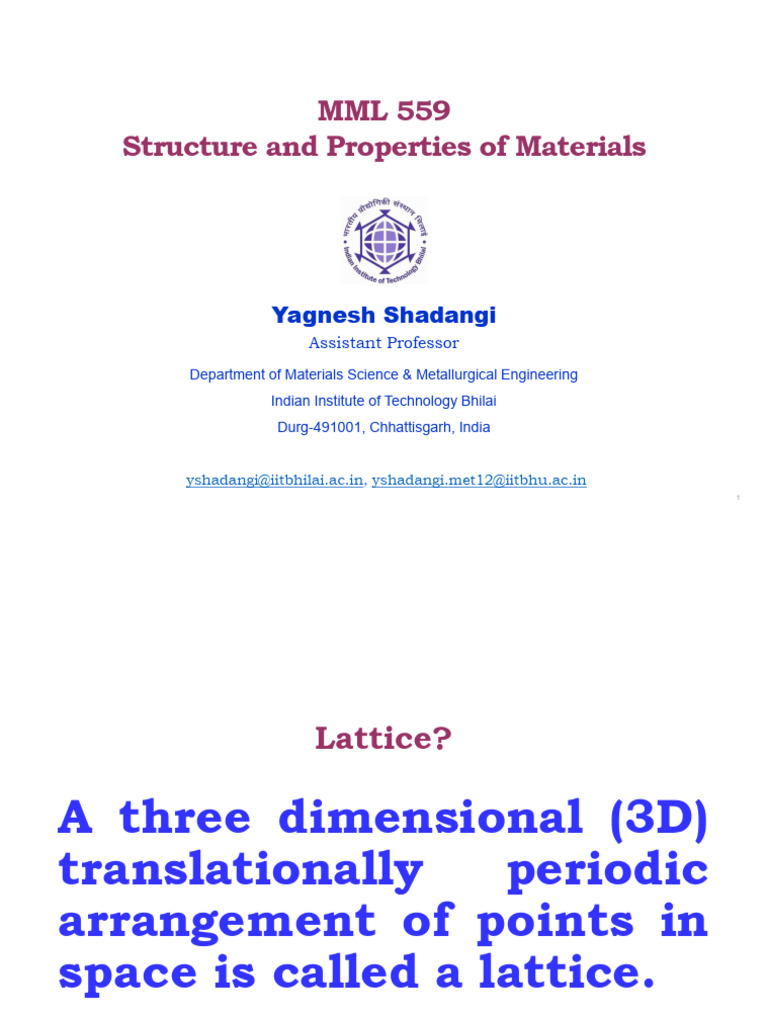 MML 559 - Structure of Materials - 25.09.2025 | PDF | Crystal Structure ...