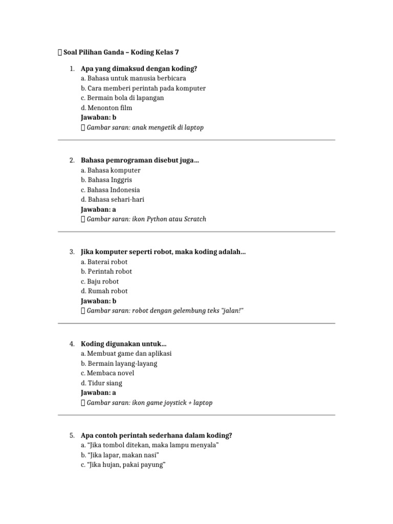 Soal Koding Inklusi Kelas7 | PDF