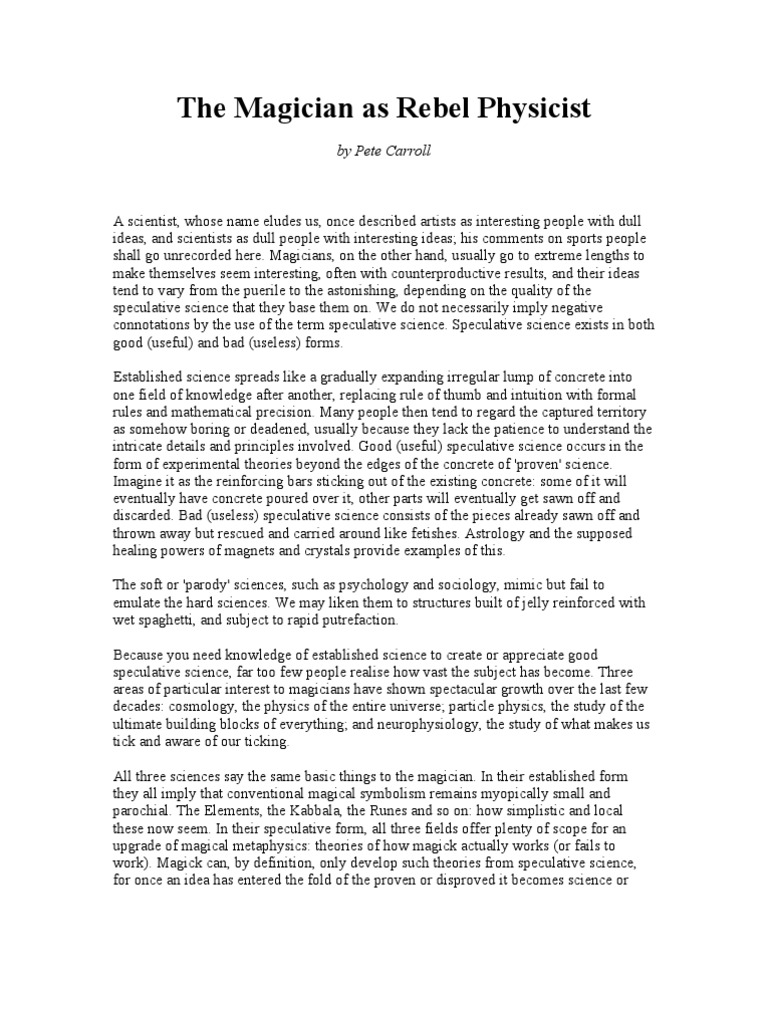 Carroll, Peter - The Magician As Rebel Physicist | PDF | Magic ...
