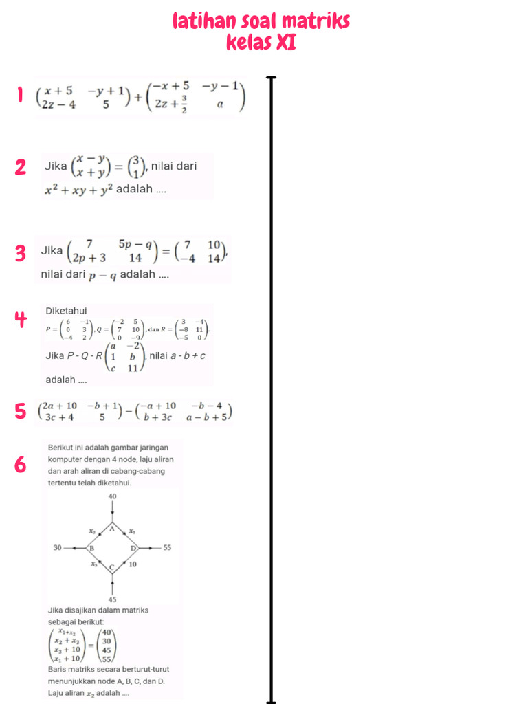 Latihan Soal Matriks Kelas XI | PDF