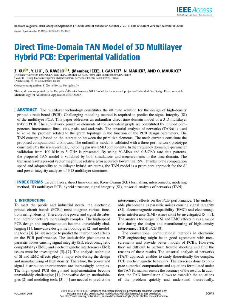 Direct Time-Domain TAN Model of 3D Multilayer Hybrid PCB Experimental ...