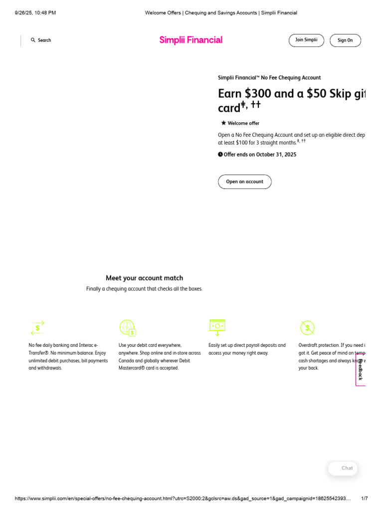 Welcome Offers - Chequing and Savings Accounts - Simplii Financial ...