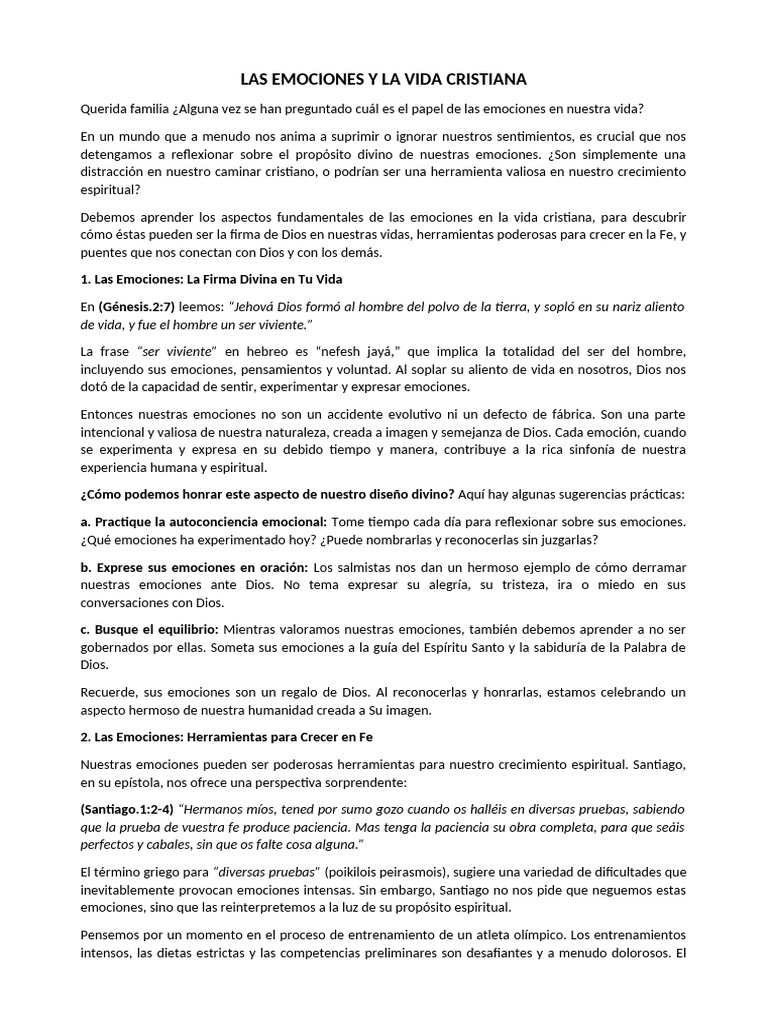Las Emociones Y La Vida Cristiana Pdf Las Emociones Ira
