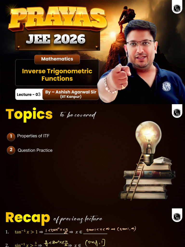 Inverse Trigonometric Functions 03 Class Notes | PDF