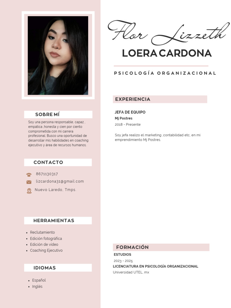 Currículum Vitae CV - Flor Lizzeth Loera Cardona | PDF