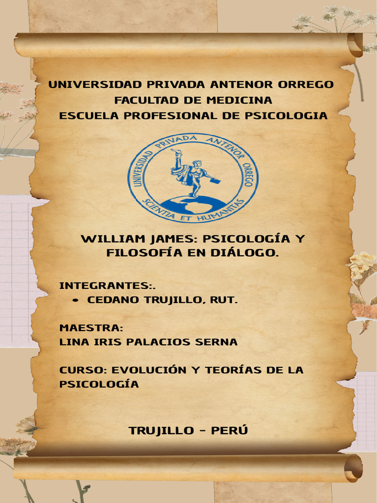 William James Psicología y Filosofía en Diálogo. RUT CEDANO TRUJILLO ...