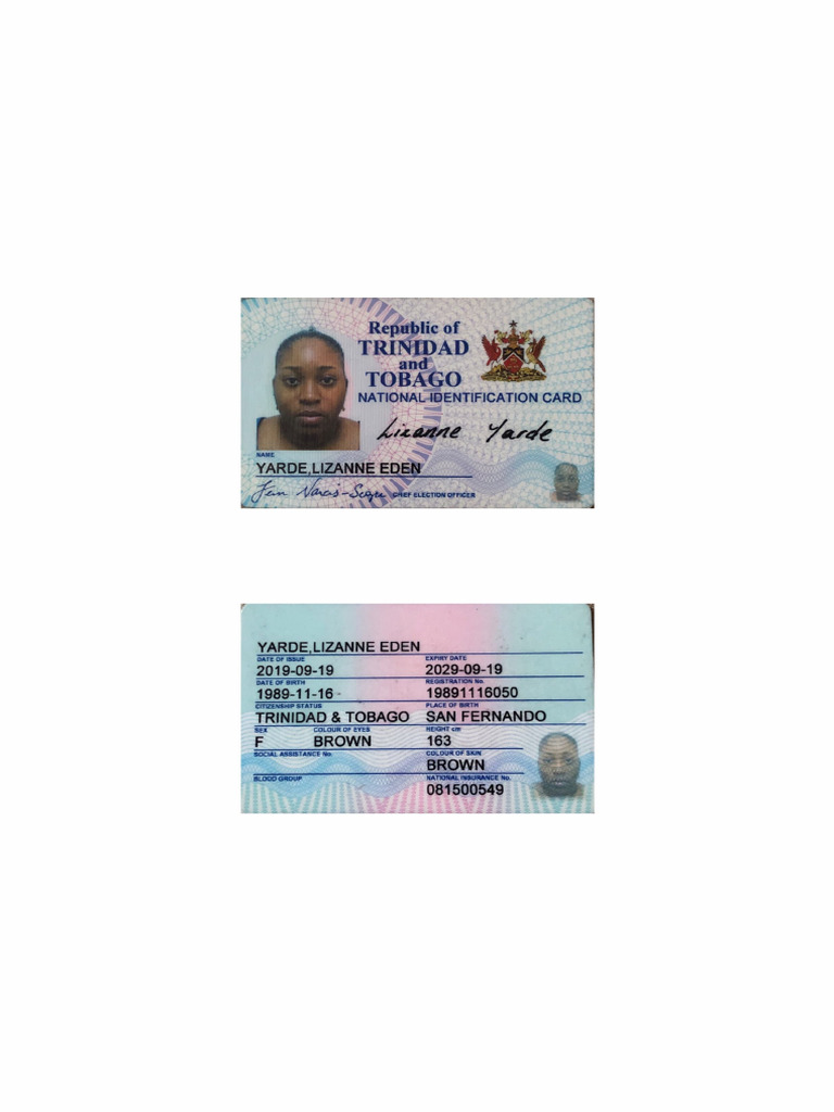 Trinidad and Tobago National ID Card | PDF