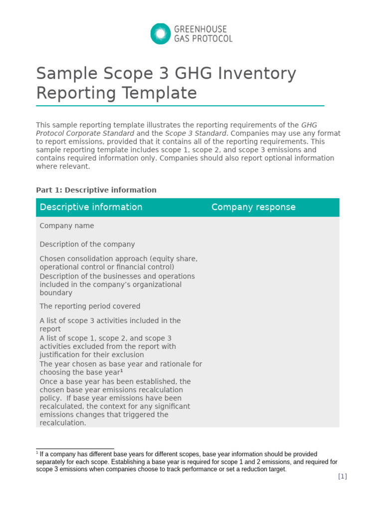 Scope 3 GHG Inventory Reporting Template | PDF | Air Pollution ...