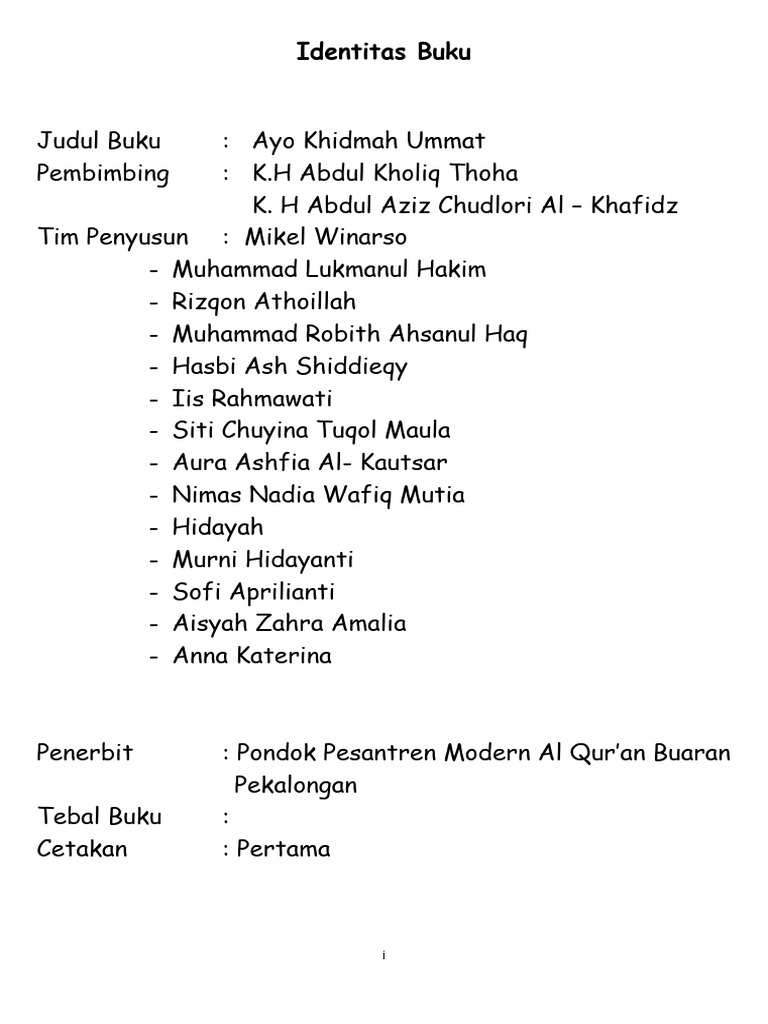 Identitas Buku | PDF